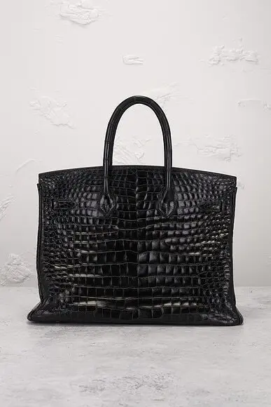 Hermès Shiny Porosus Crocodile Birkin 35 Handbag - Noir