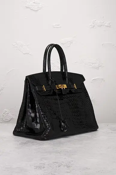 Hermès Shiny Porosus Crocodile Birkin 35 Handbag - Noir