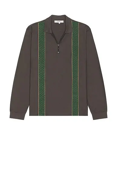 PALMES Society Long Sleeve Zip Polo - Charcoal