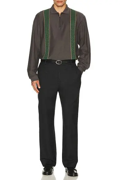 PALMES Society Long Sleeve Zip Polo - Charcoal