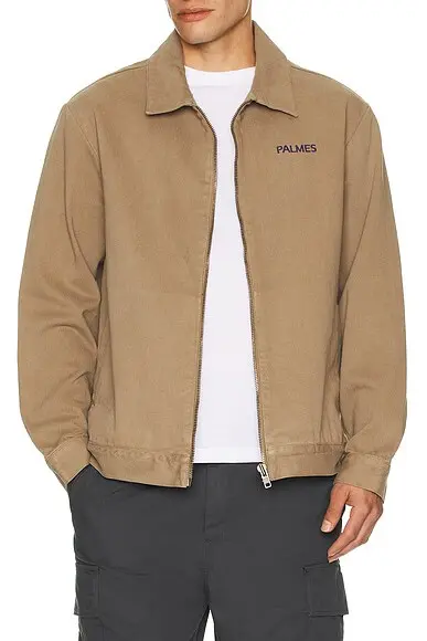 PALMES Forever Zip Jacket With Embroidered Logo And Graphic Back Detail - Fossil