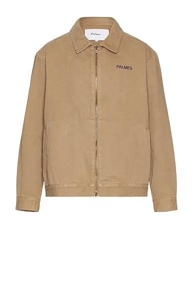 PALMES Forever Zip Jacket With Embroidered Logo And Graphic Back Detail - Fossil