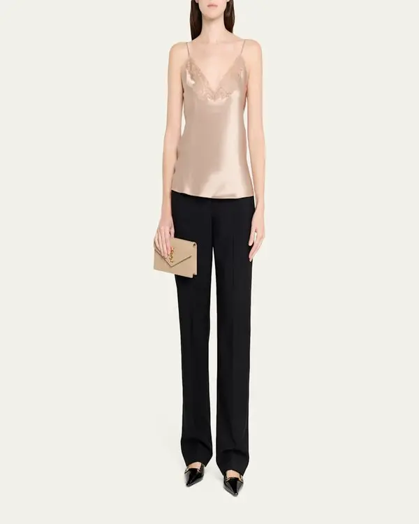 Saint Laurent Small Wallet On Chain - Dark Beige