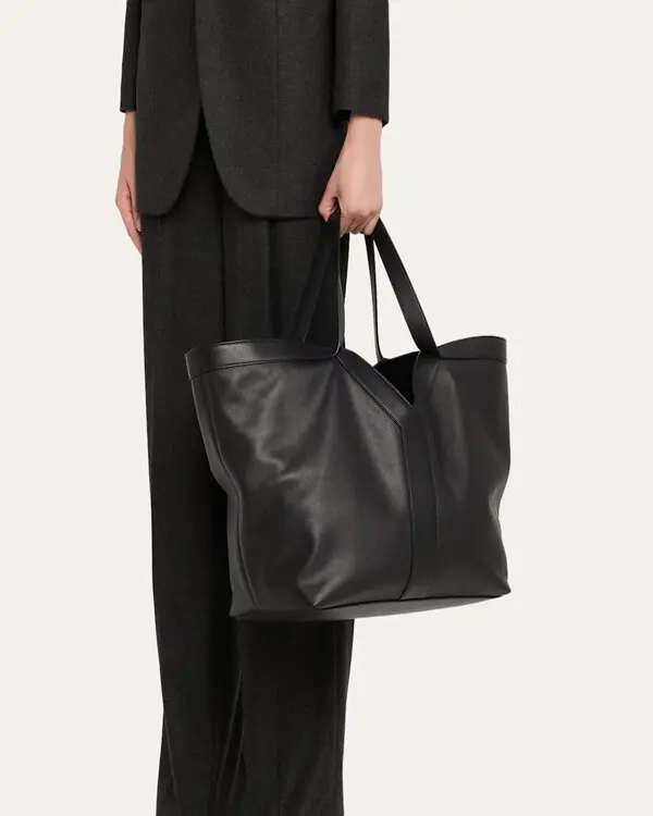 Saint Laurent Y Stitched Leather Tote Bag - Nero