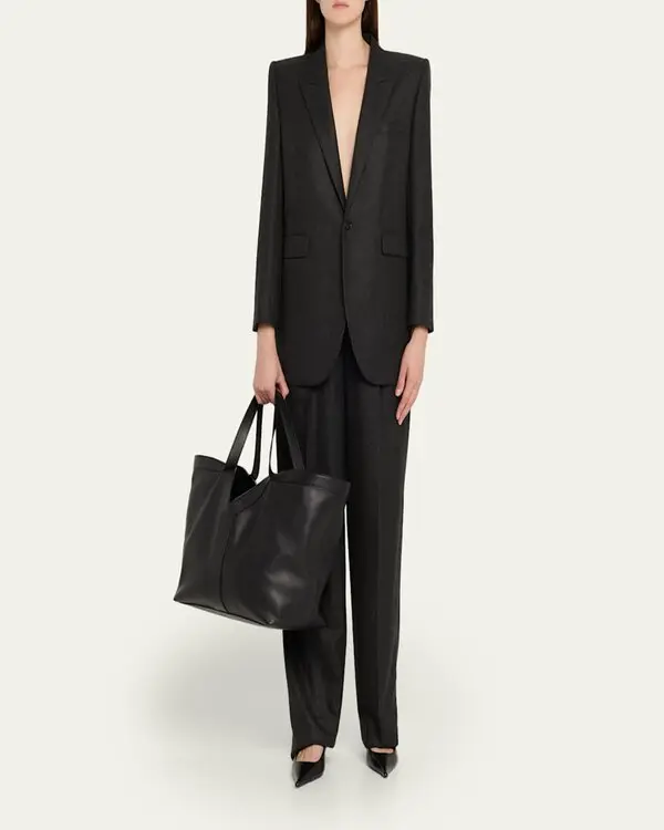 Saint Laurent Y Stitched Leather Tote Bag - Nero