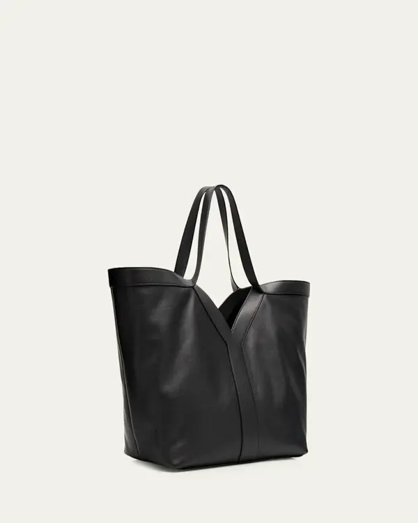 Saint Laurent Y Stitched Leather Tote Bag - Nero