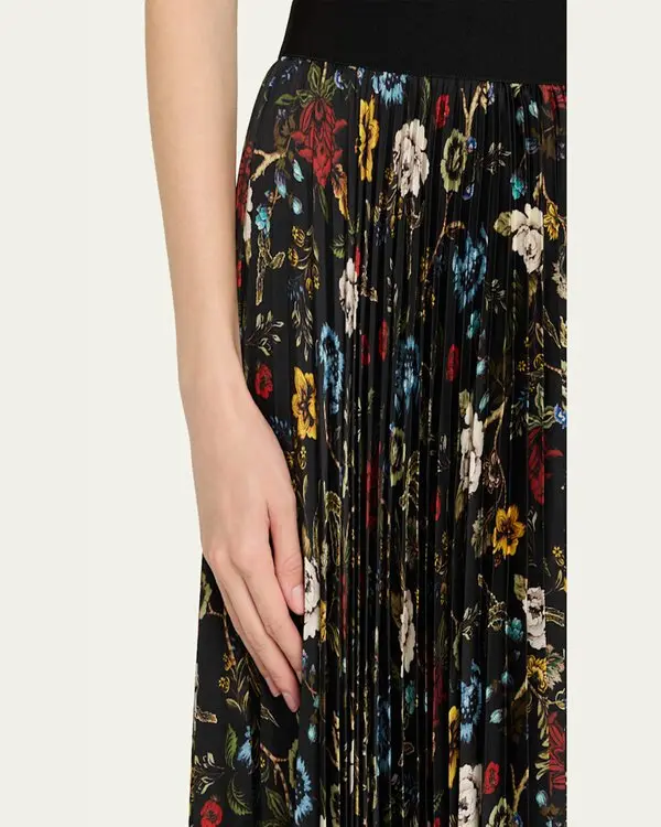 Alice + Olivia Katz Asymmetric Pleated Maxi Skirt - Tapestry T