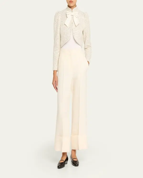 Alice + Olivia Ilaria Embellished Cropped Jacket - Off White