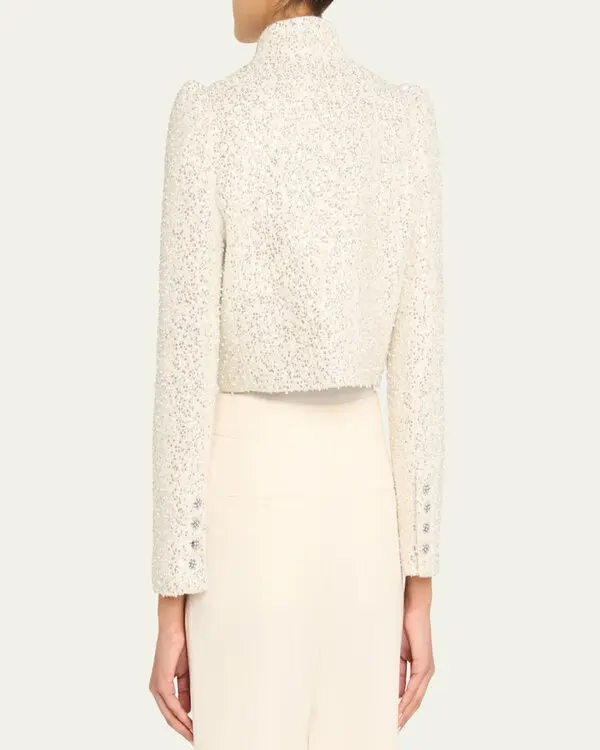 Alice + Olivia Ilaria Embellished Cropped Jacket - Off White