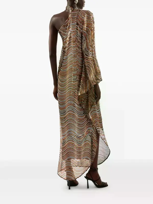 Taller Marmo Glaum One-Shoulder Midi Dress In Gold | Editorialist
