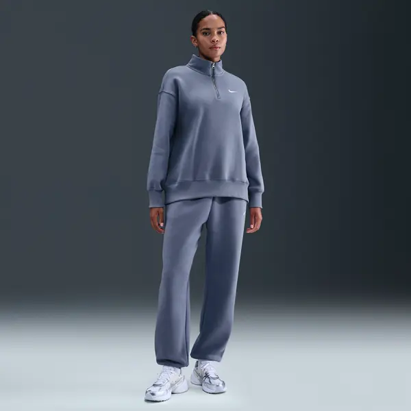Nike Sportswear Phoenix Fleece Oversized 1/4-zip Long Sweatshirt - Blue