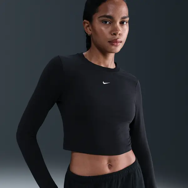 Nike Sportswear Chill Knit Slim Long-sleeve Cropped Top - Black