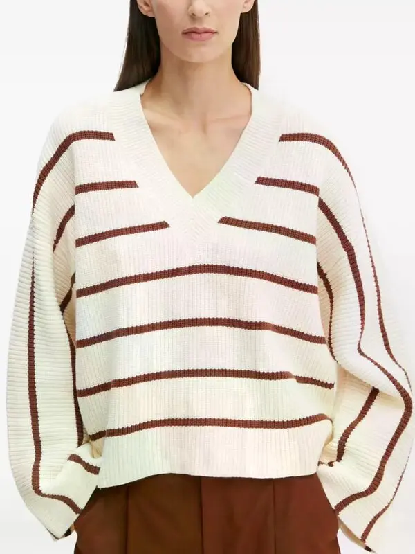 GESTUZ Striped V-neck Pullover