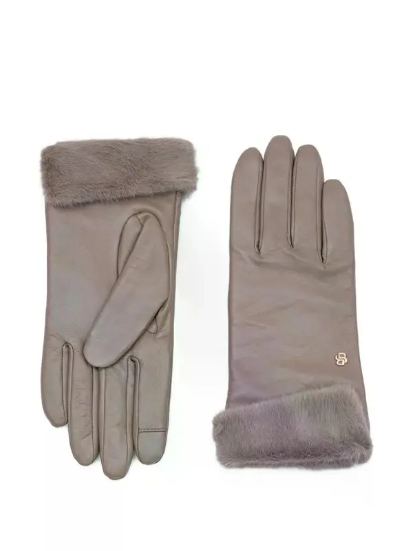 BOSS Fur-trim Gloves - Brown