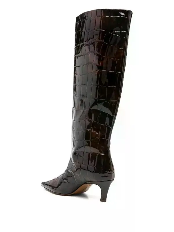Retrofete 55mm Taliah Crocodile-effect Knee-high Boots - Brown