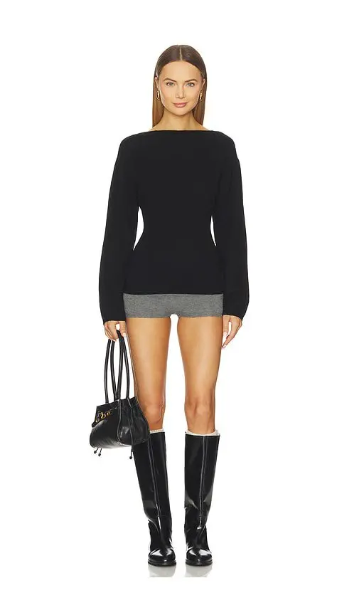 EB DENIM Millie Boat Neck Sweater - Black