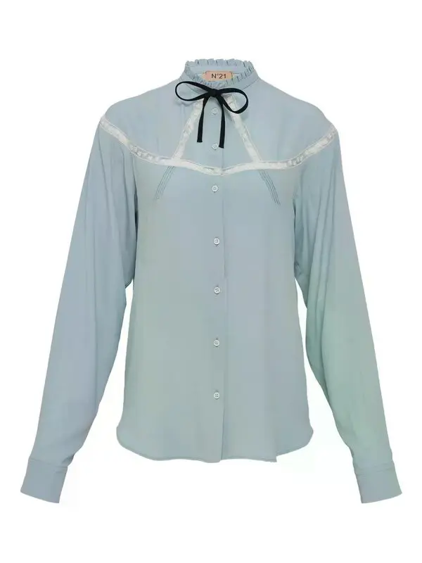 N°21 Bow-detail Lace-trimmed Shirt - Blue