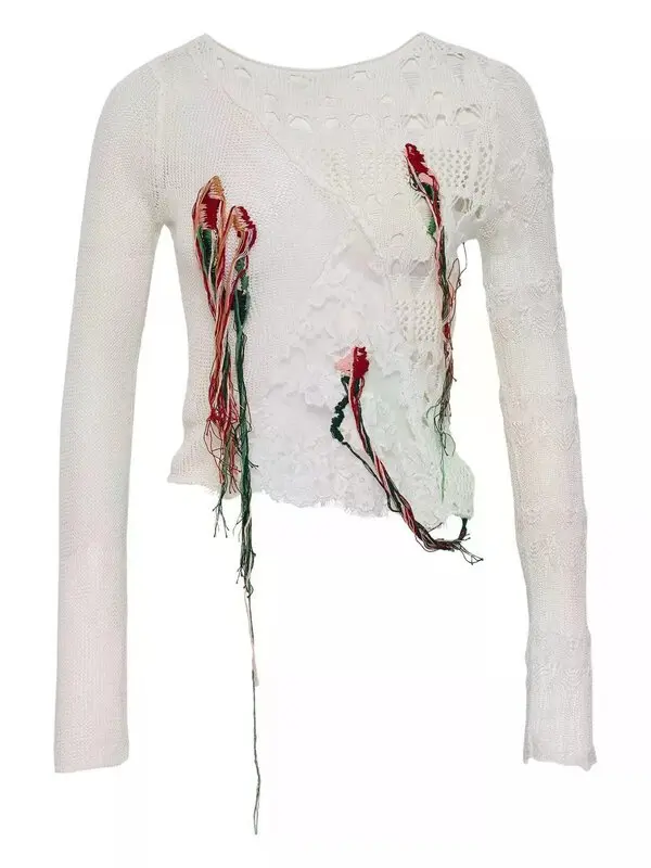 CAROLINE HU Floral-embroidered Top - White
