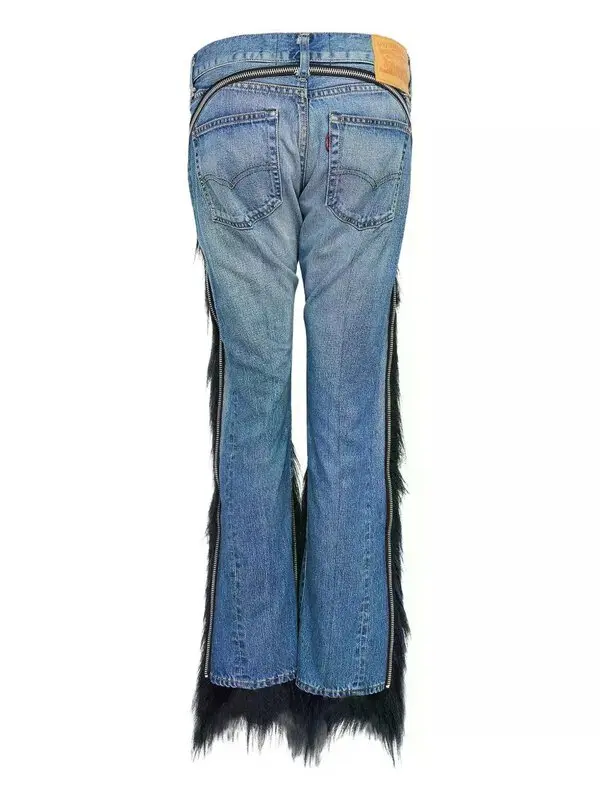 Junya Watanabe Faux-fur Paneled Straight Leg Jeans