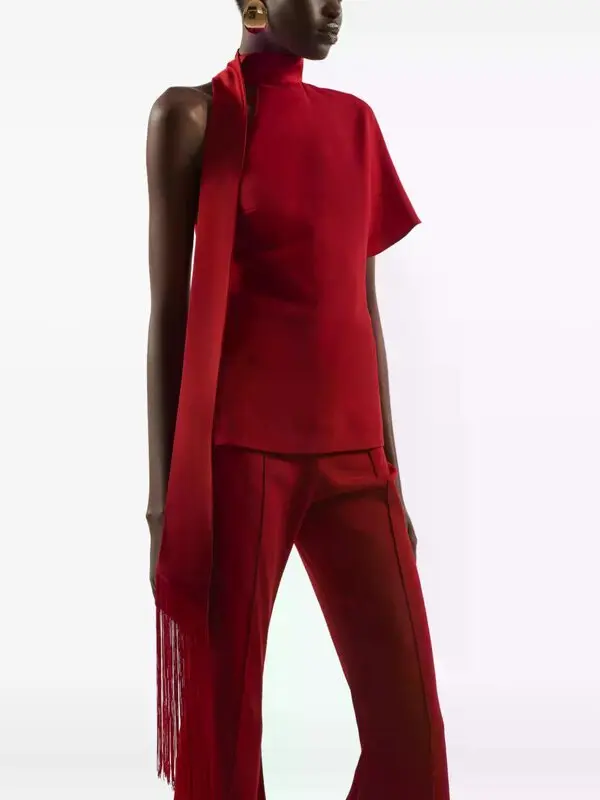 TALLER MARMO One-shoulder Fringed Blouse - Red