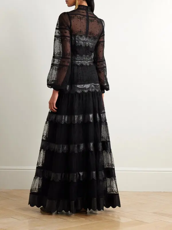 Costarellos Jacey Embroidered Tulle Gown