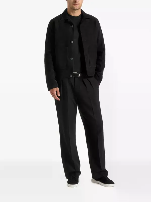 Manière De Voir Michel Suede-effect Revere-collar Jacket - Black