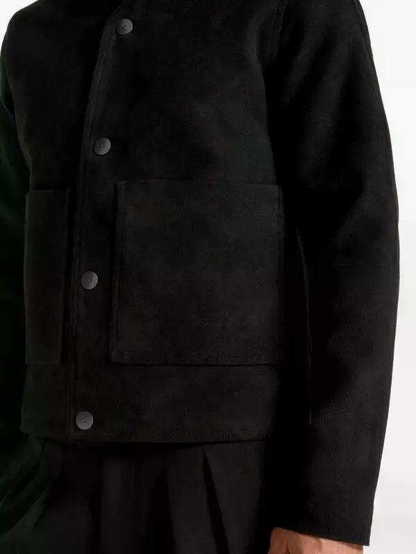 Manière De Voir Michel Suede-effect Revere-collar Jacket - Black