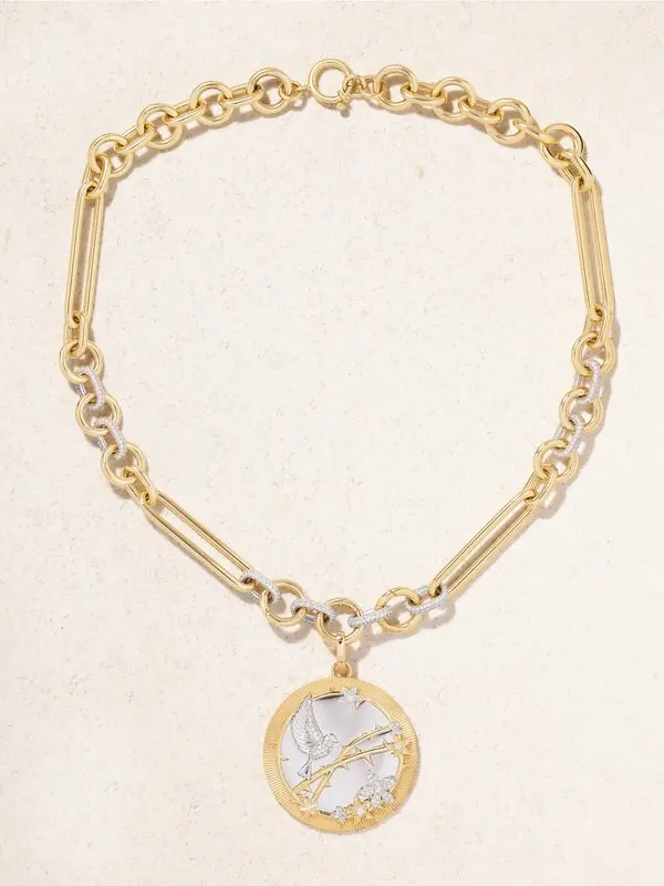 FOUNDRAE Resilience Mixed 18-karat Yellow And White Diamond Necklace - Gold