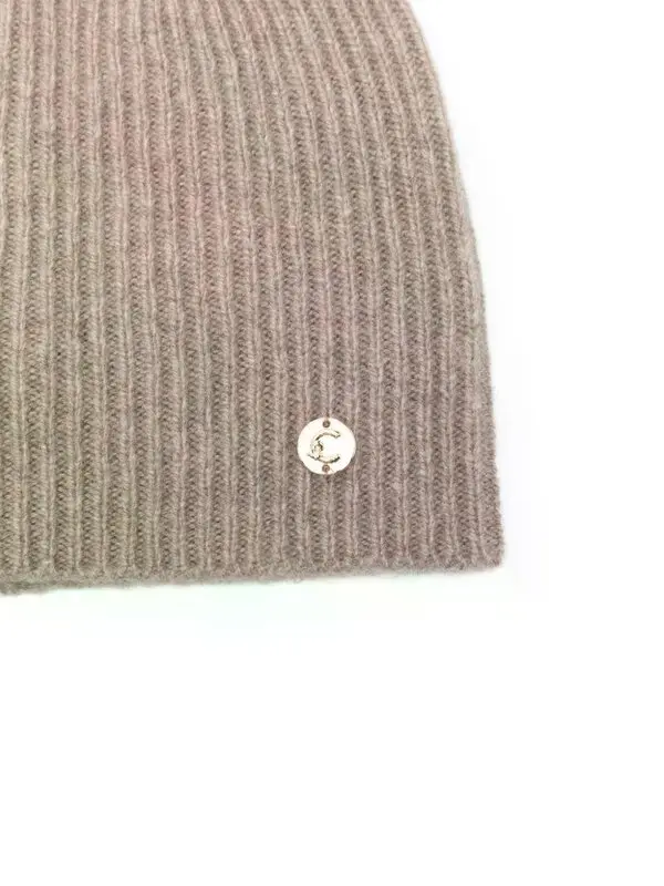 COCCINELLE Ribbed Logo-plaque Beanie