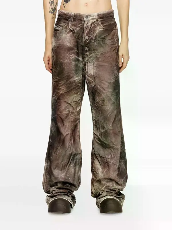 DIESEL® X Thug Club Crinkled Camo Canvas Pants - Brown