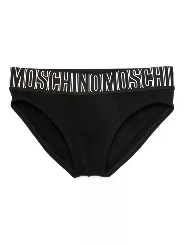 Moschino Logo-waistband Briefs - Black