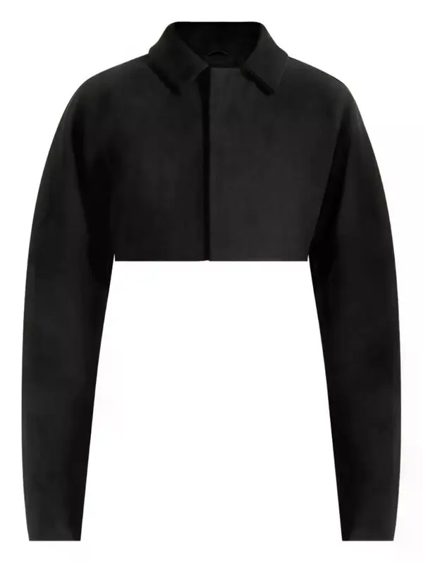 Manière De Voir Elya Suede-effect Super Crop Jacket - Black