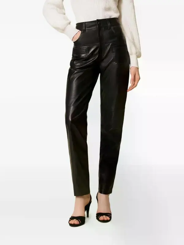 TWINSET Stitch-detail Leather Trousers