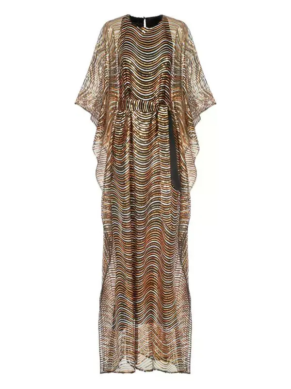 TALLER MARMO Erte Wave-pattern Maxi Kaftan - Gold