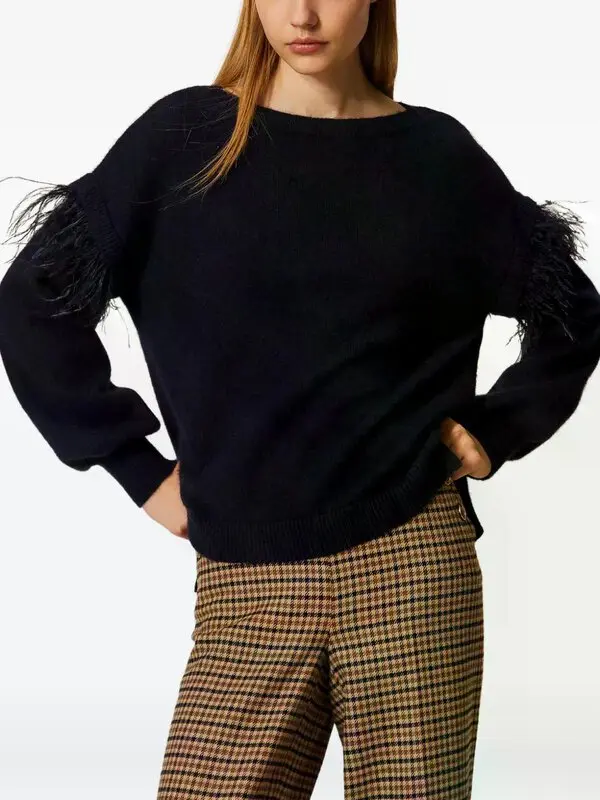 TWINSET Feather-trimmed Sweater