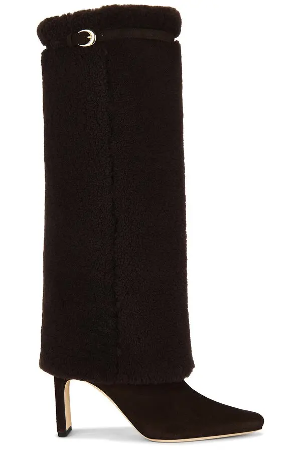 Staud Wally Foldover High Heel Boots - Espresso