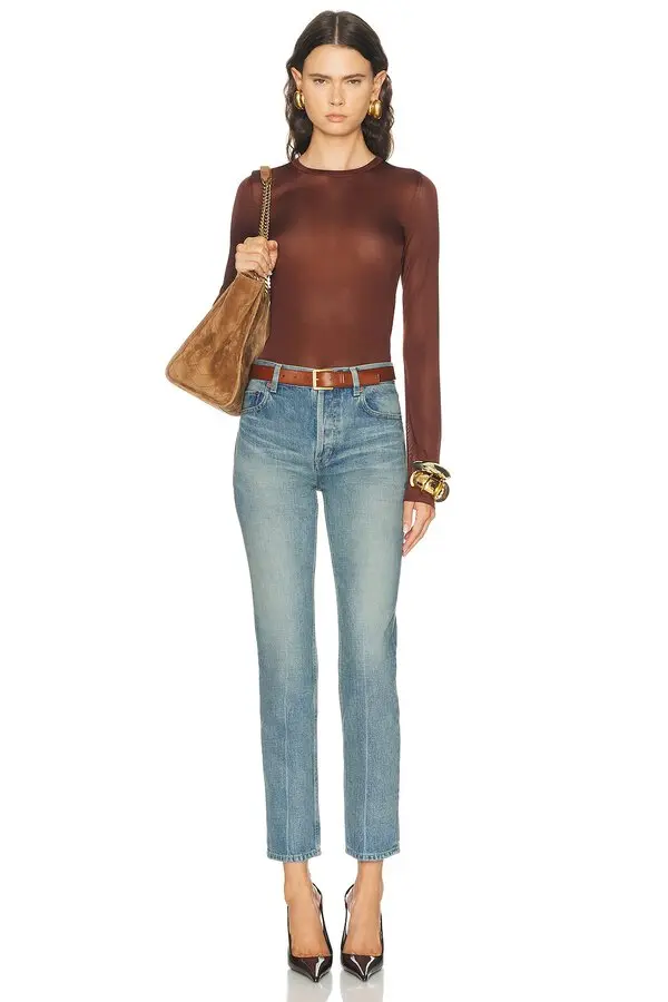 Saint Laurent Long Sleeve Top - Chocolat