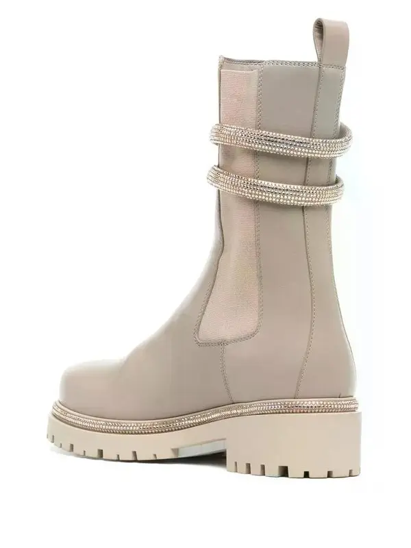 Rene Caovilla Studded-strap Leather Chelsea Boots - Brown