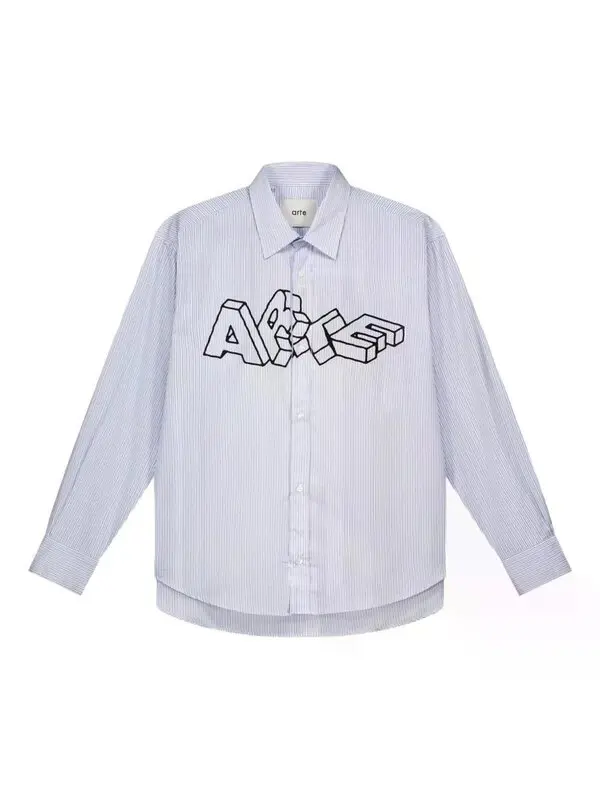 ARTE ANTWERP Striped Logo-print Shirt - Blue