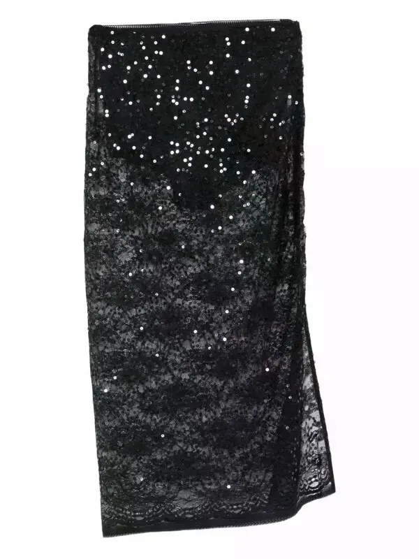 Patrizia Pepe Sequin Lace Skirt - Black