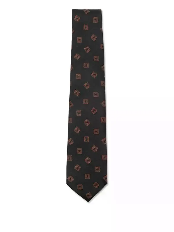 BARBA NAPOLI Geometric-pattern Neck Tie - Black