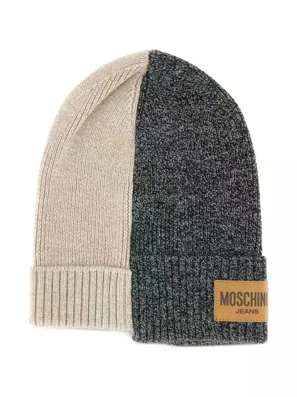 Moschino Wool Ribbed Beanie - Grey