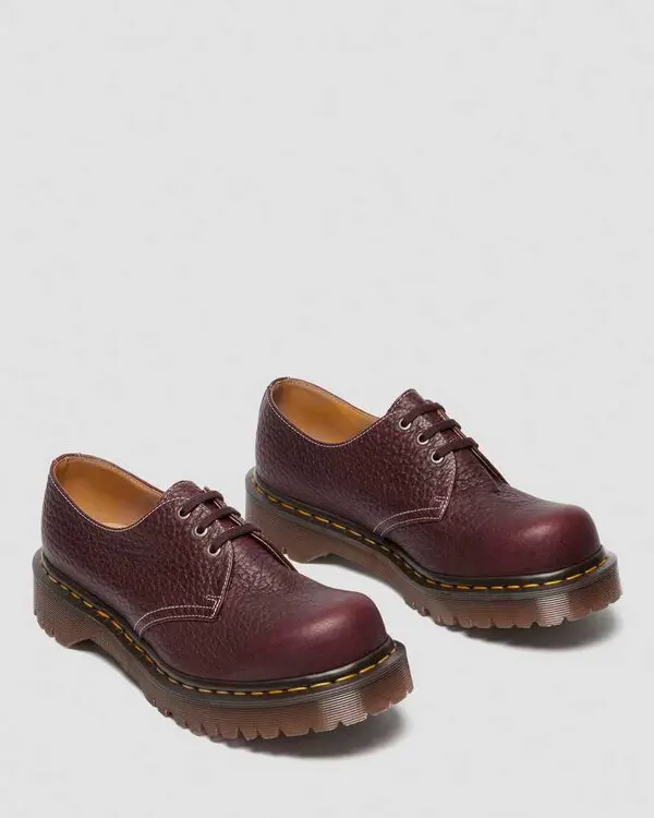 Dr. Martens 1461 Made In England Soft Boa Embossed Leather Bump Toe Shoes - Red