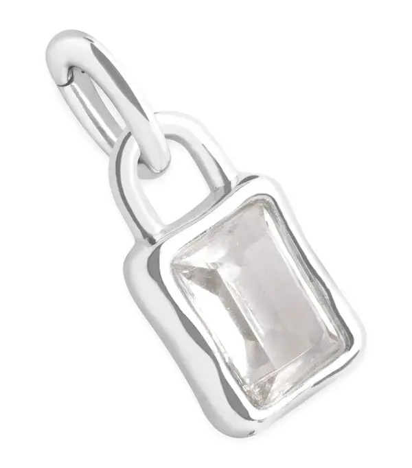 ASTRID & MIYU Rhodium-plated April Birthstone Charm - Silver