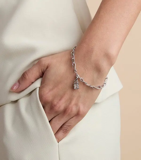 ASTRID & MIYU Rhodium-plated April Birthstone Charm - Silver