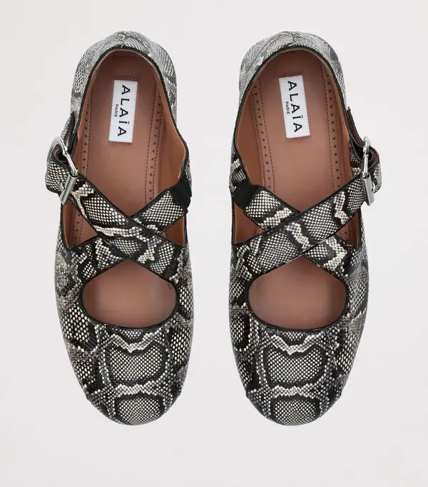 Alaïa Snakeskin Ballet Flats - White