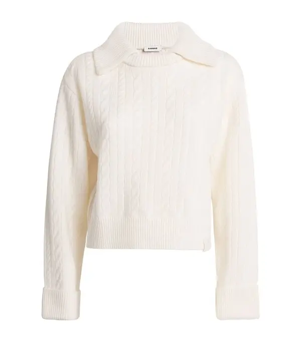 Sandro Wool Sailor-neck Sweater - Beige