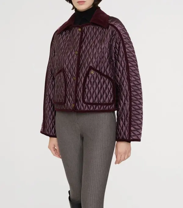 Burberry Quilted Cropped Floriston Jacket - Brown