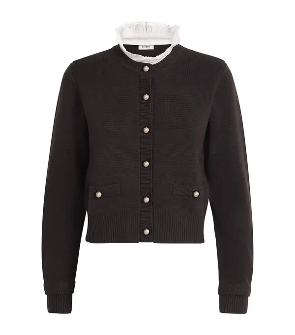 Sandro Removable Ruffle Collar Cardigan