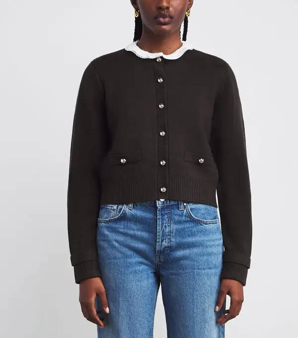 Sandro Removable Ruffle Collar Cardigan